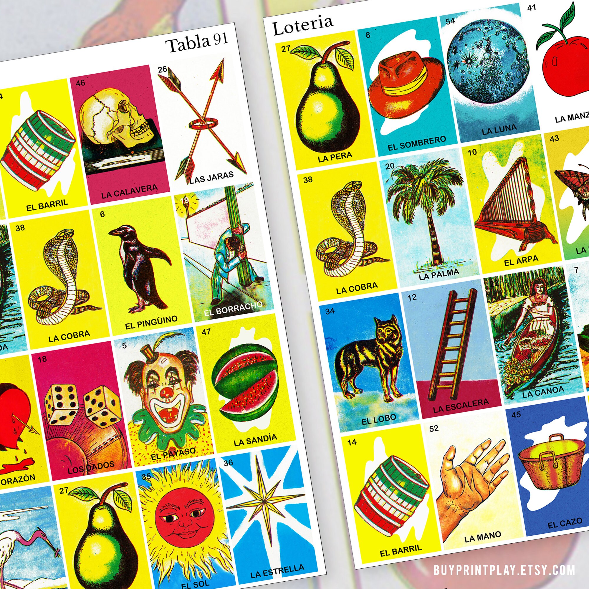 100 Mexican Loteria Cards to Print at Home Loteria Mexicana | Etsy Canada