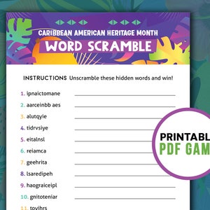 Caribbean American Heritage Month Party Printable Games Bundle | 8 Fun ...