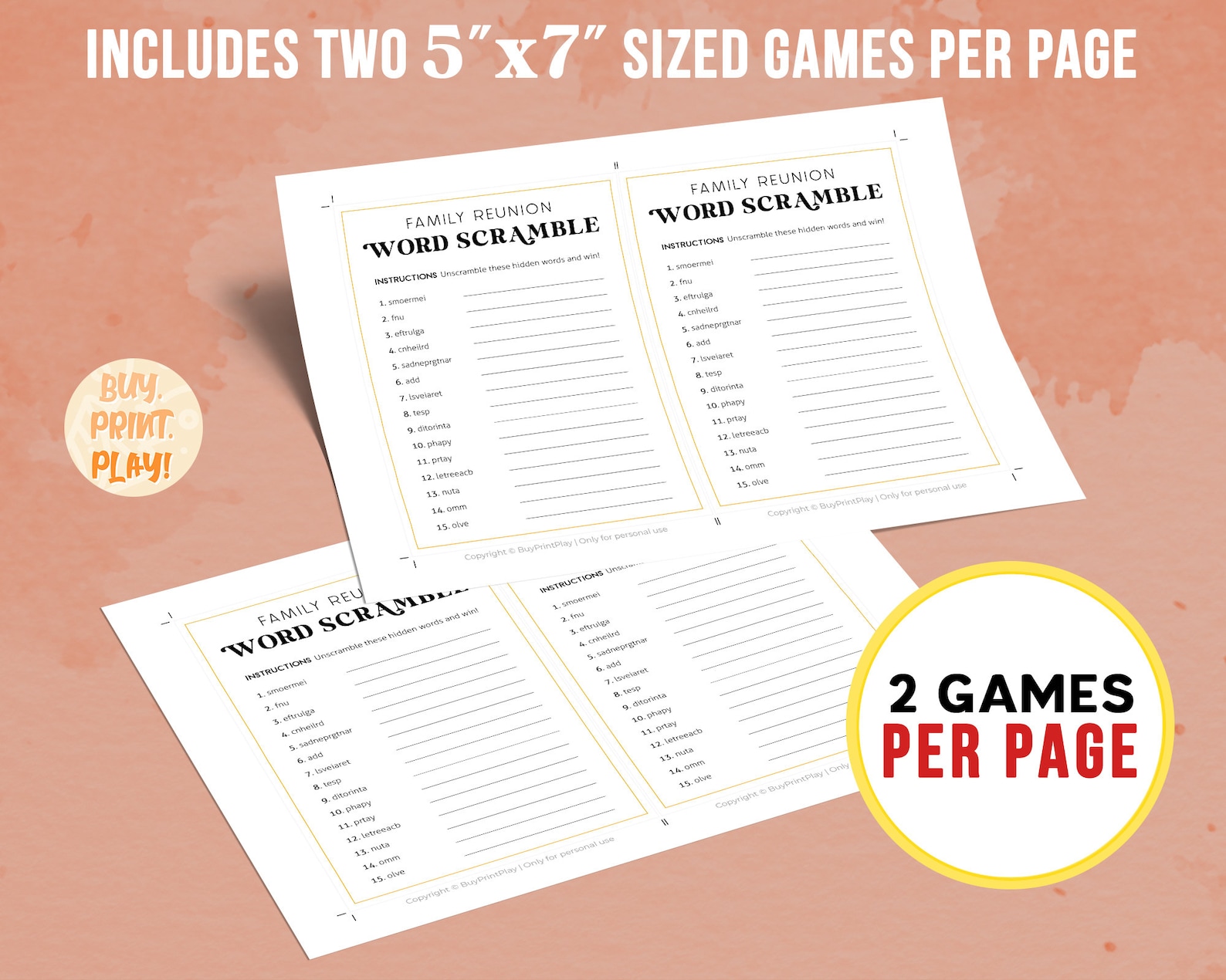 Family Gathering Word Scramble Family Reunion Party Games - Etsy