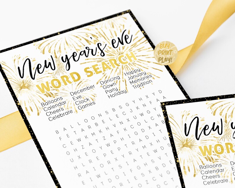 2023 New Years Word Search NYE Printable Games for Kids & - Etsy