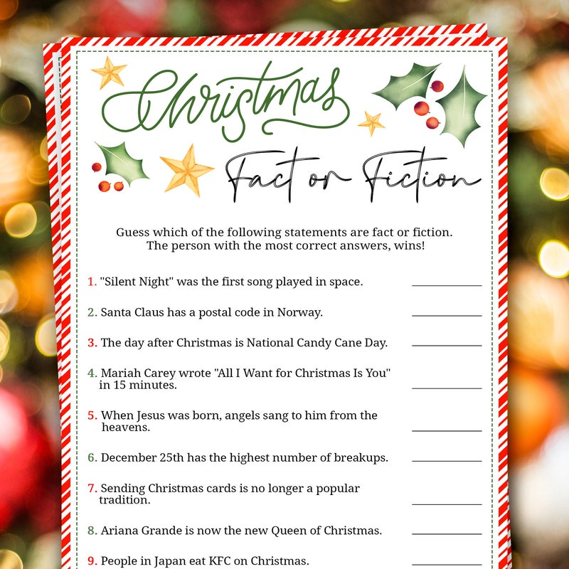 Christmas Fact or Fiction Game - Etsy