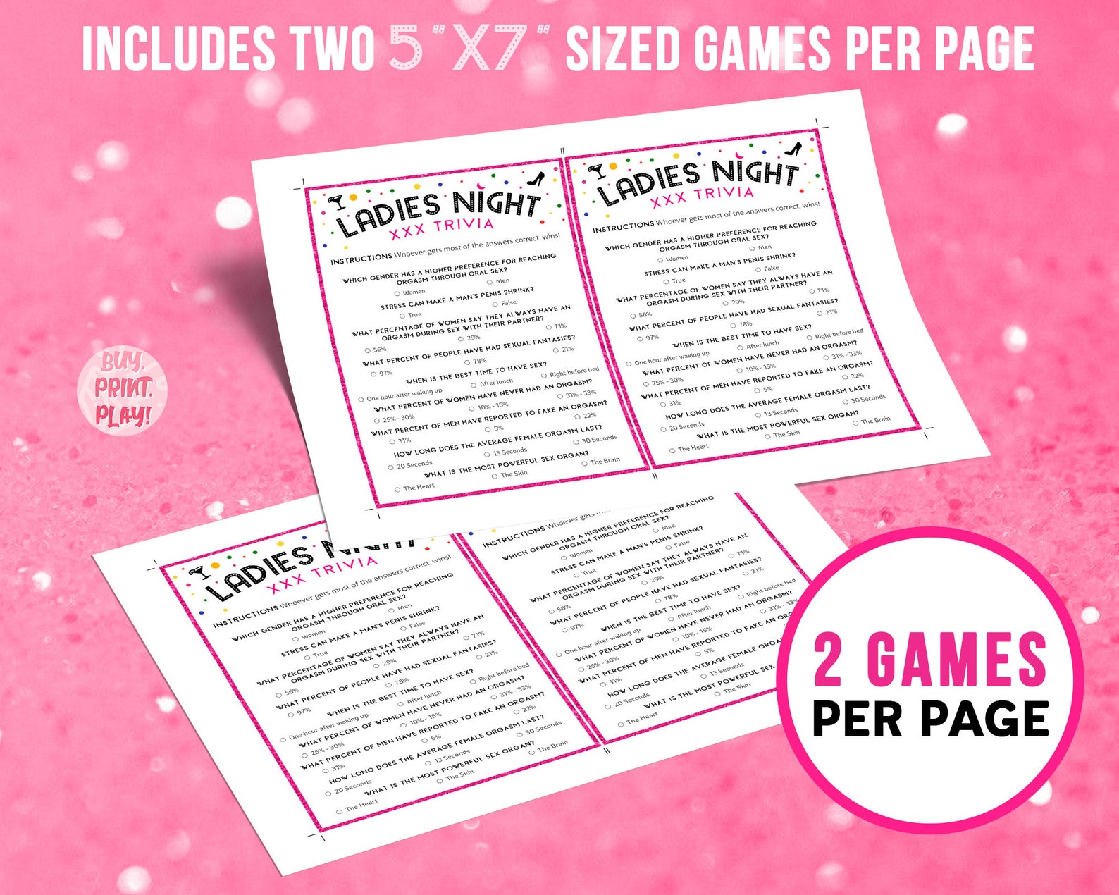 Dirty Adult Trivia Fun Ladies Night Games XXX Trivia - Etsy