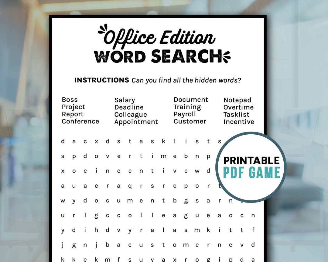 Office Party Word Search | Work Printable Games | Ice Breaker & Team ...
