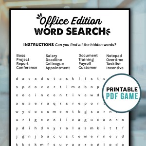 Office Party Word Search | Work Printable Games | Ice Breaker & Team ...