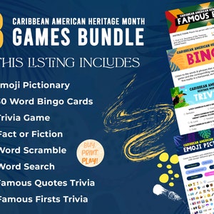 Caribbean American Heritage Month Party Printable Games Bundle | 8 Fun ...
