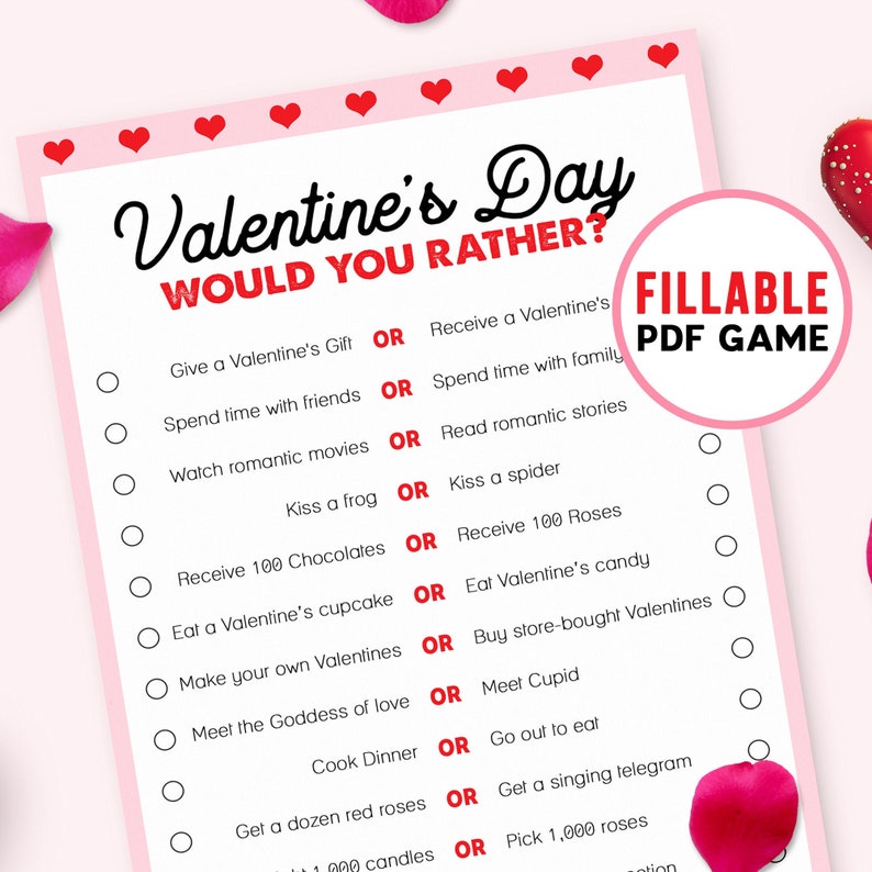 Valentines Games Would You Rather Valentines Day This or - Etsy
