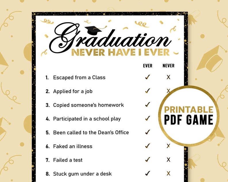 Graduation Party Games Never Have I Ever Class of 2022 - Etsy