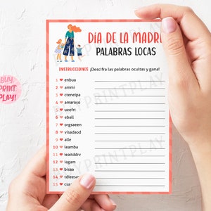 Mothers Day Games in Spanish - Word Scramble | Printable Games for ...
