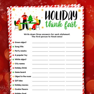 Office Holiday Party Game for Work - Think Fast | Christmas Workplace ...