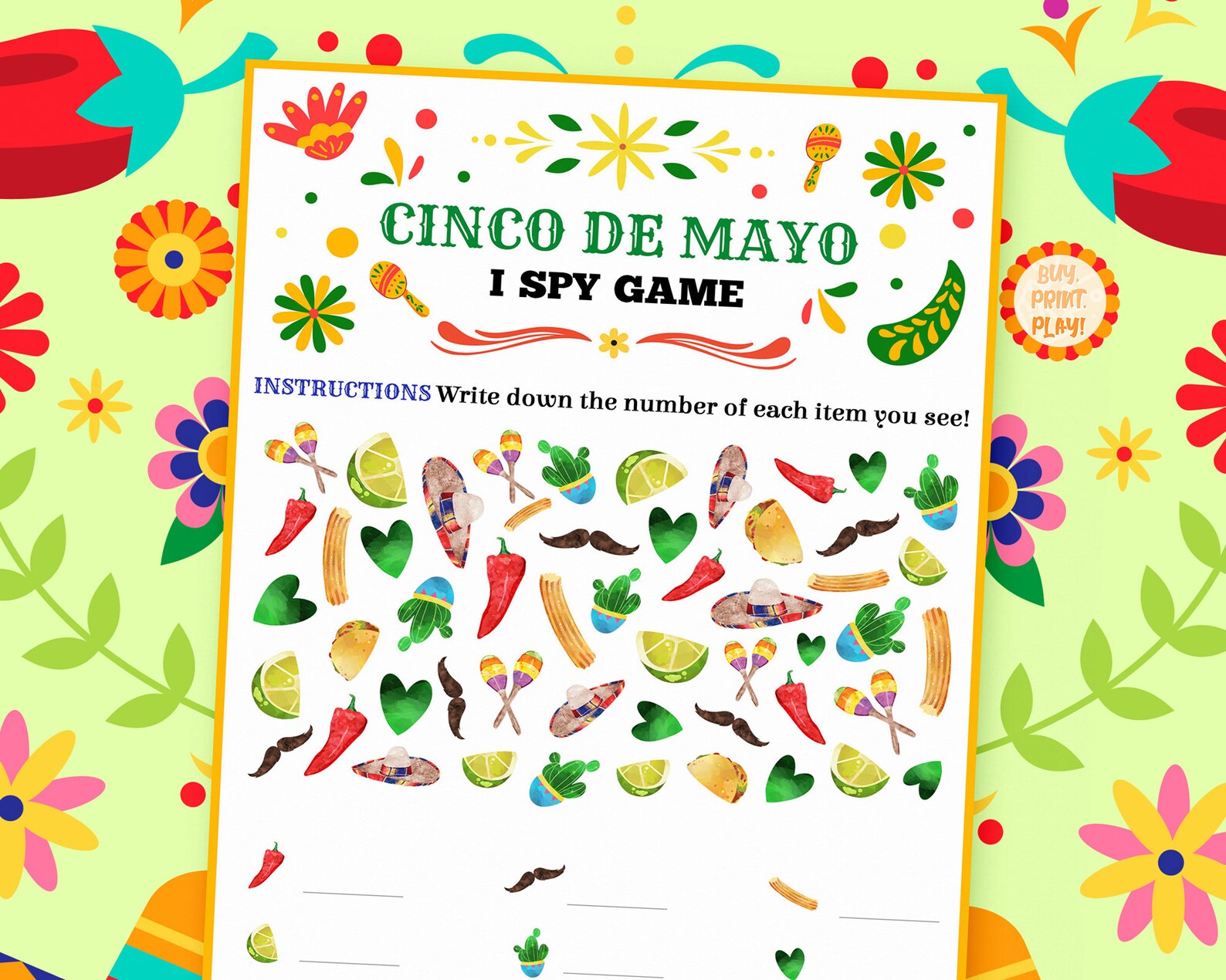 Cinco De Mayo I Spy Printable Games for Kids Mexican - Etsy