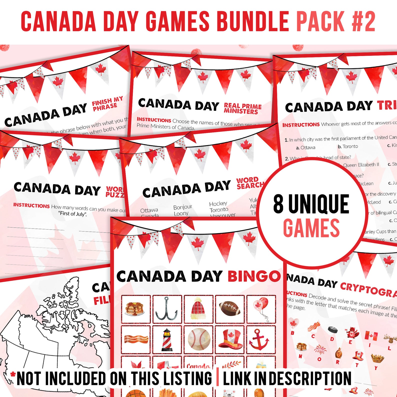 Canada Day Bingo Game Printable Bingo for Kids Print at - Etsy