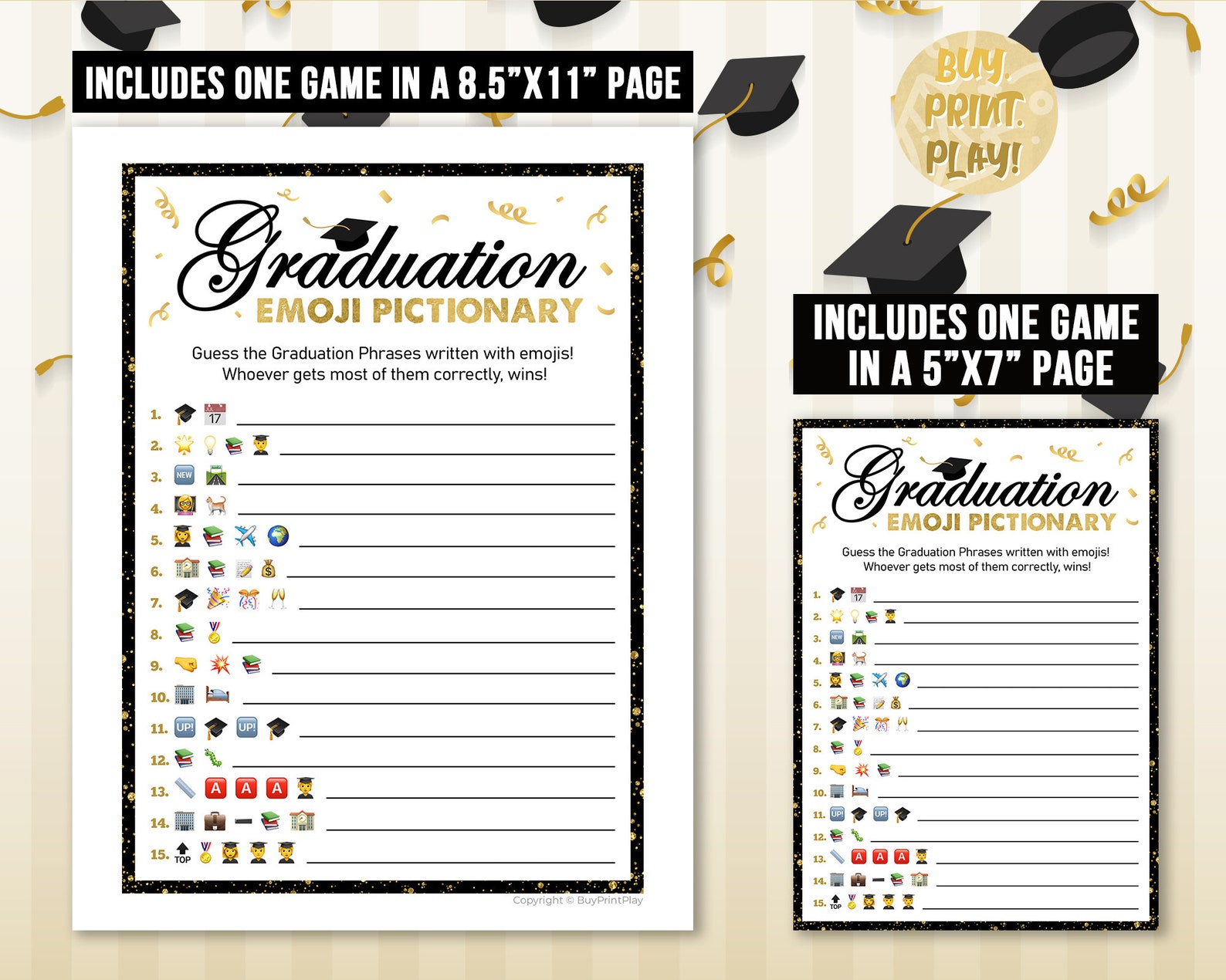 Graduation Emoji Pictionary Game Class of 2023 Grad Party - Etsy