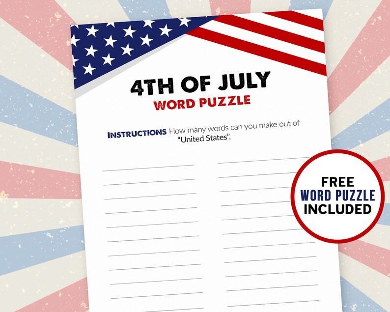 4th of July Word Scramble USA Independence Day Office & - Etsy
