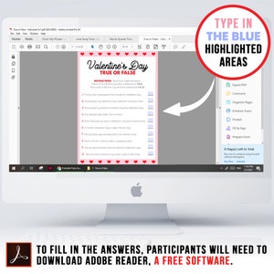 True or False Trivia - Valentines Day | Printable Game | Fillable PDF ...