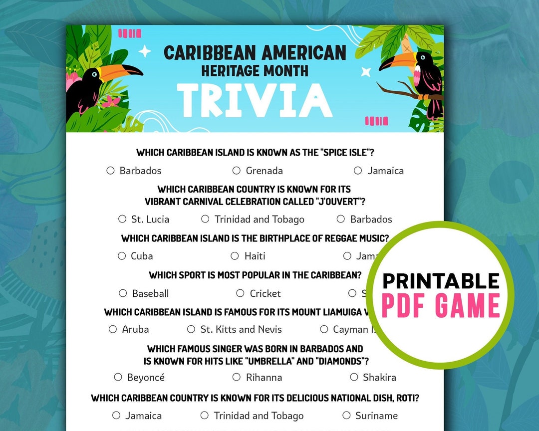 Caribbean Heritage Month Trivia Game | American History Educational ...