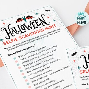 Halloween Selfie Scavenger Hunt Game Printable Party Photo Hunt Digital ...