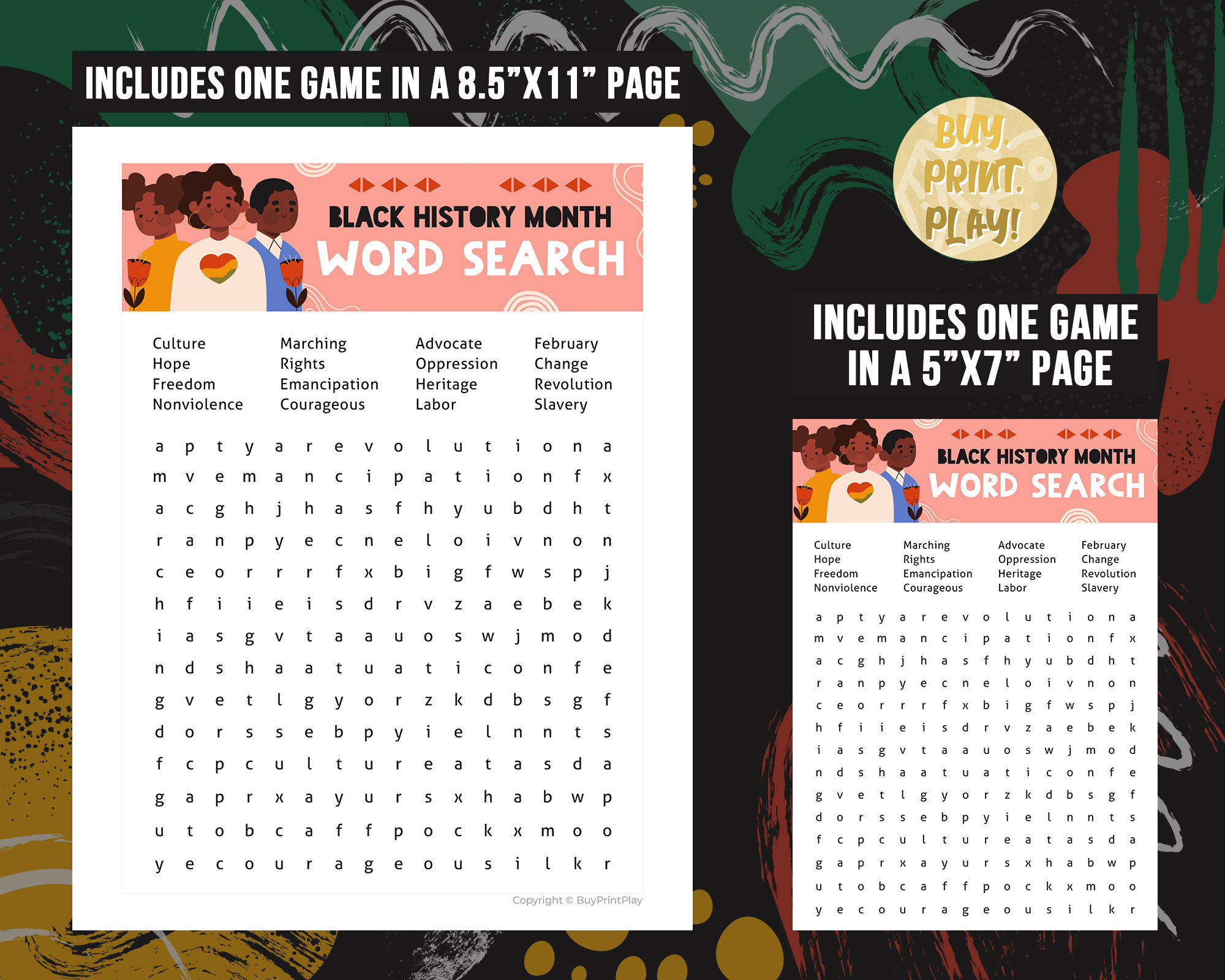 Black History Month Word Search American History Printable - Etsy