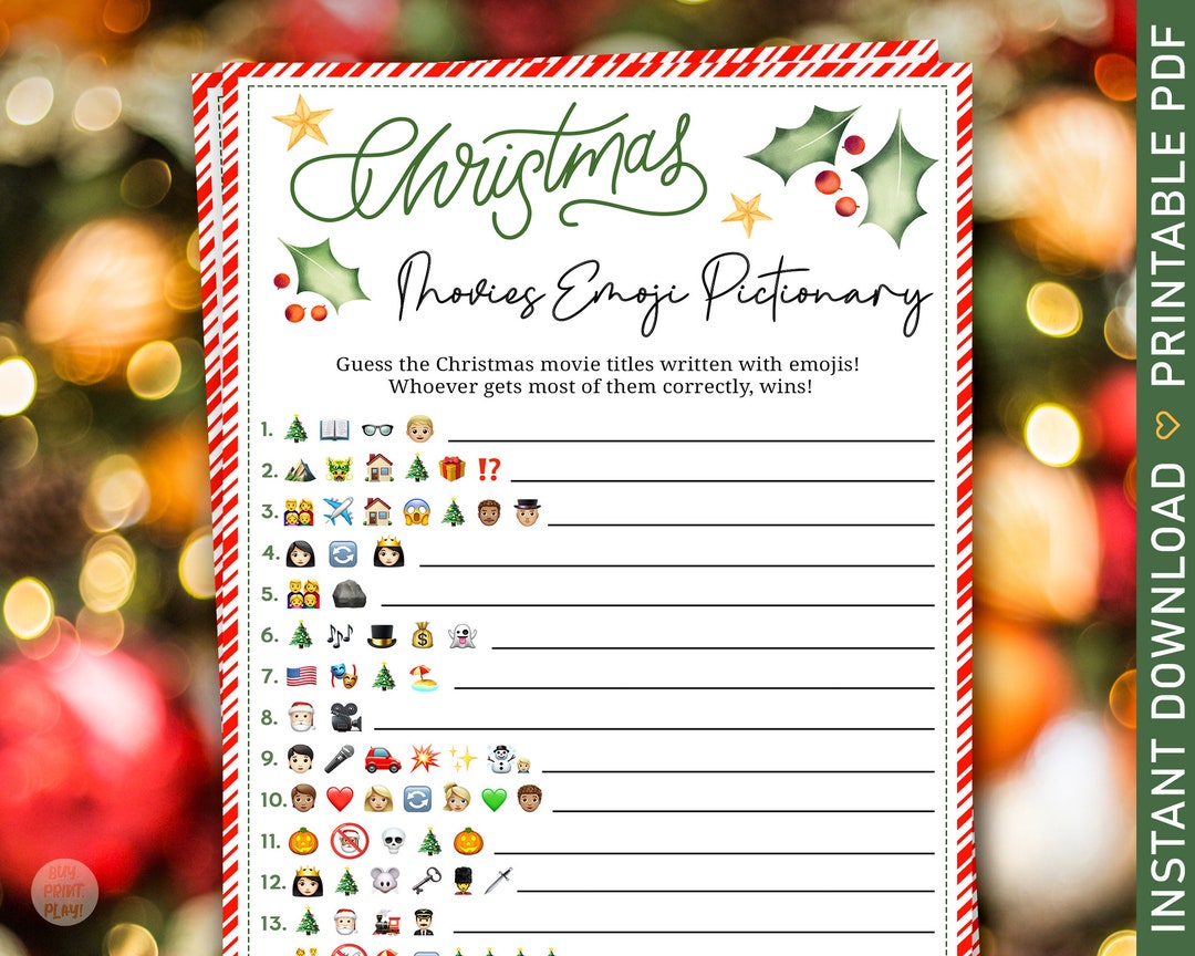 Christmas Movies Emoji Pictionary Game | Printable Christmas Party ...