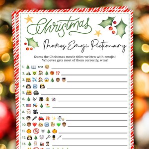 Christmas Movies Emoji Pictionary Game | Printable Christmas Party ...