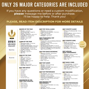 Fun 2024 Grammys Voting Ballot Printable Predictions Game for ...
