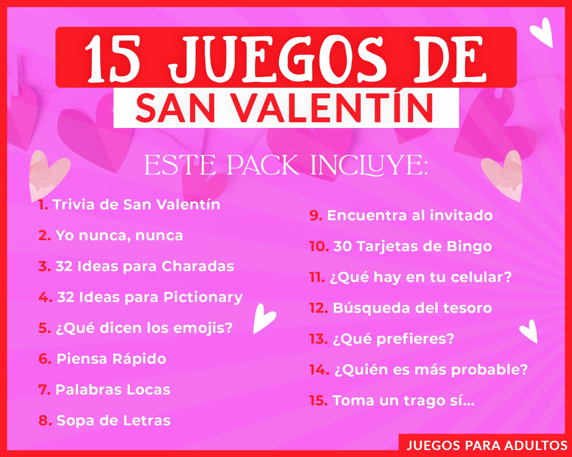 15 Juegos de San Valentin para adultos Actividades - Etsy España