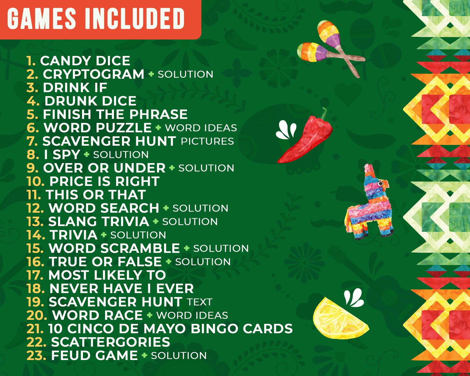 23 Cinco De Mayo Games Bundle Includes Games for Kids and - Etsy
