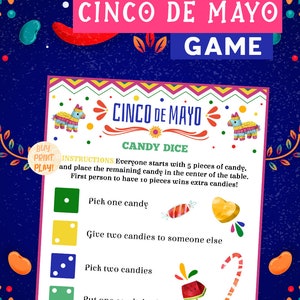 Cinco De Mayo Candy Dice | Printable Games for Kids & Adults | Mexican ...