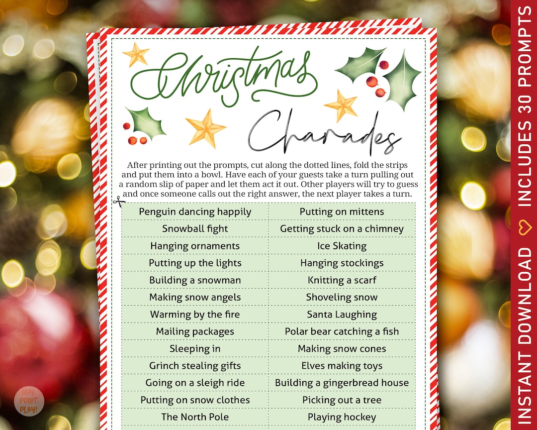 Fun Printable Christmas Games Charades | Family Games for Kids & Adults ...