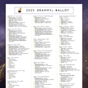 Grammy Awards 2025 Printable - Etsy