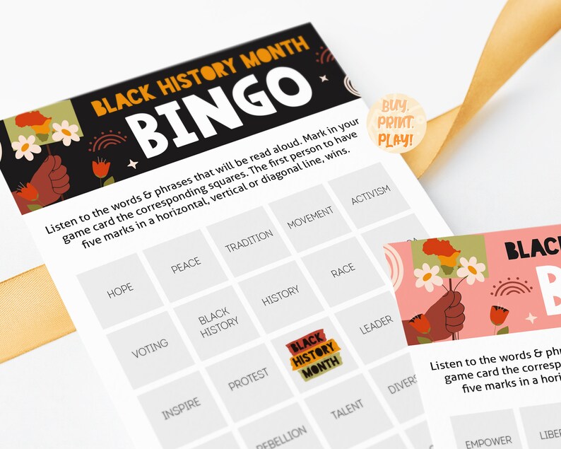 Black History Month Word Bingo American History Printable | Etsy