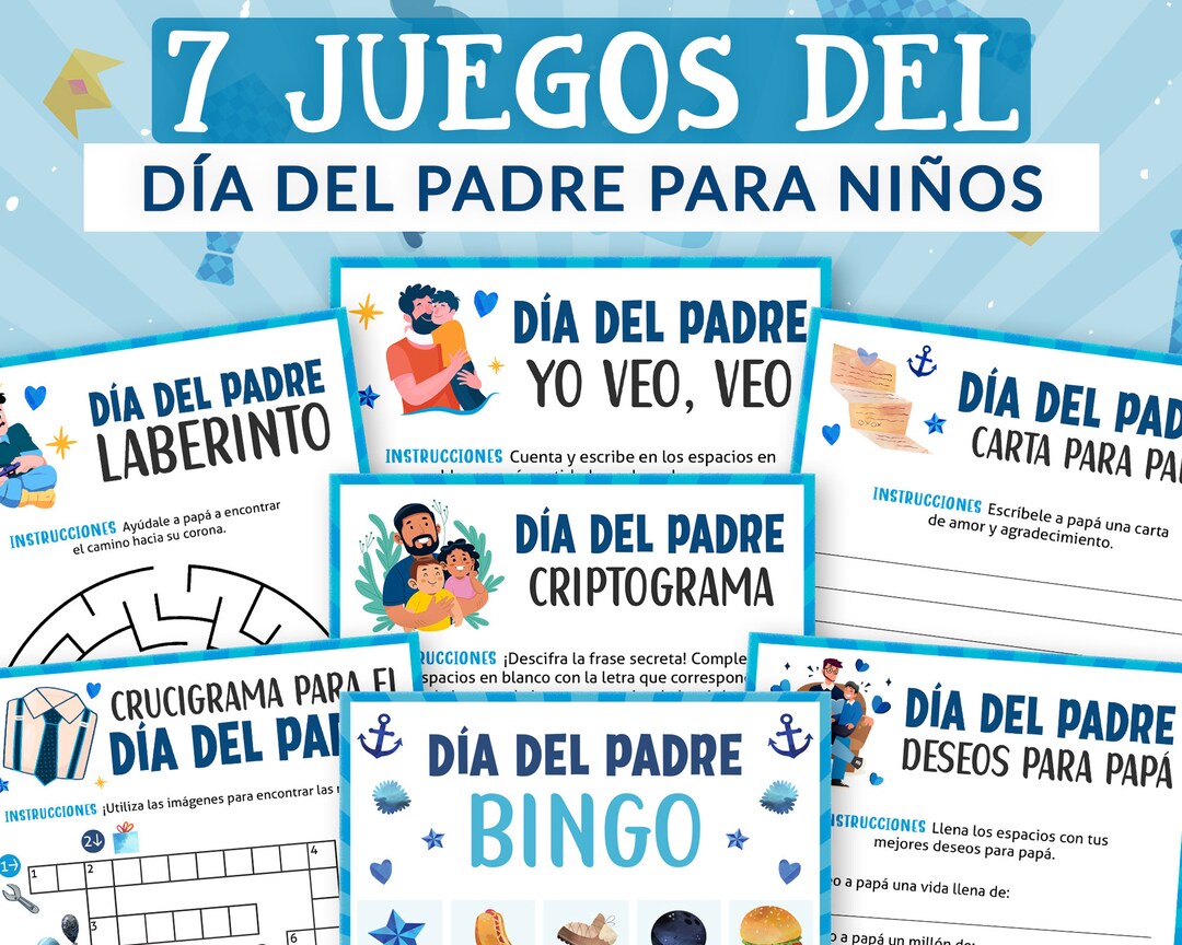 Dia Del Padre Juegos Imprimibles Para Niños | Spanish Fathers Day Games ...