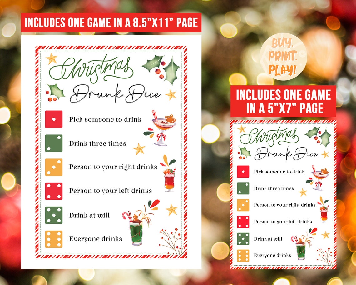 Christmas Drunk Dice Game Drinking Games for Adults - Etsy