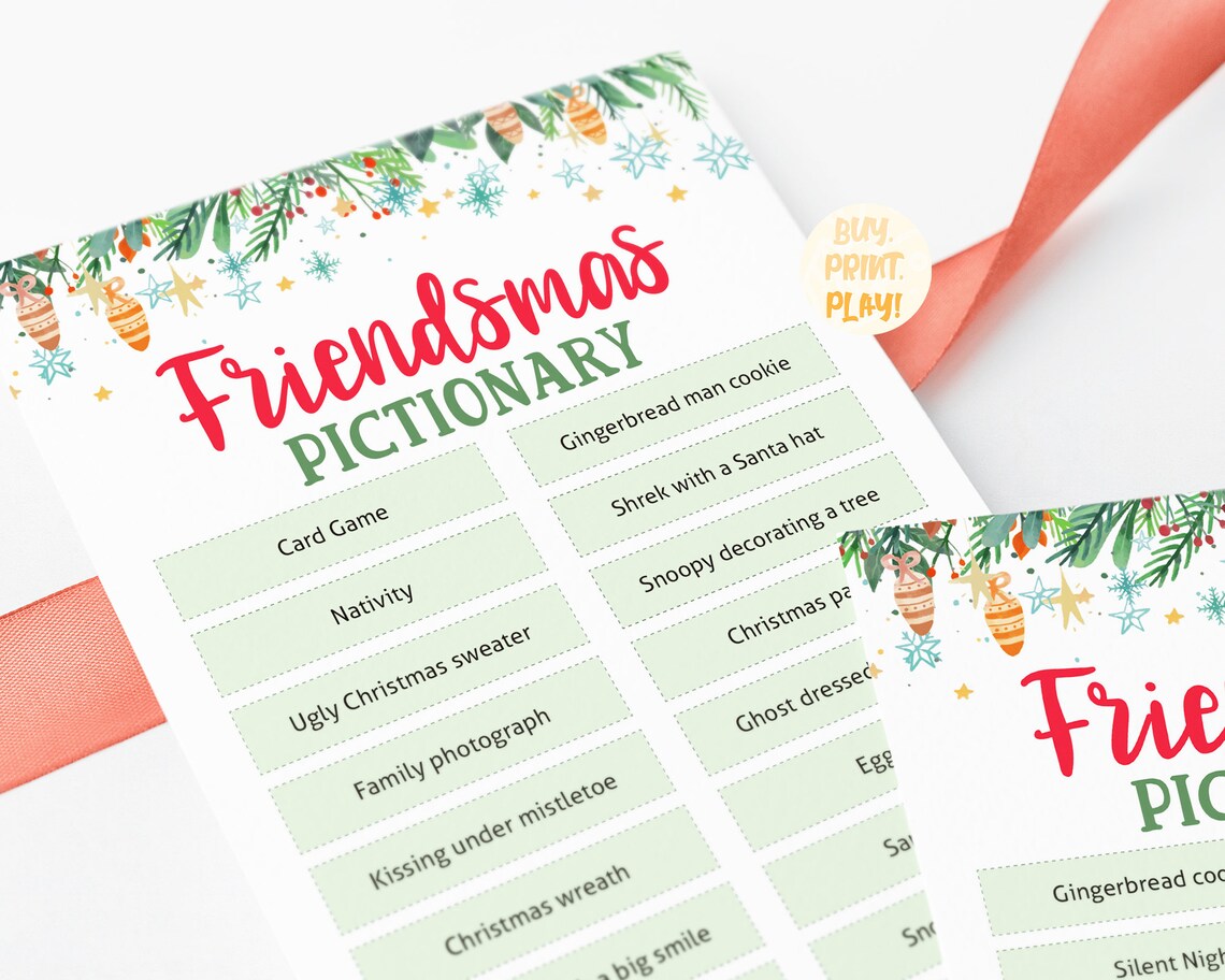 Friendsmas Pictionary Christmas Party Games for Adults & - Etsy