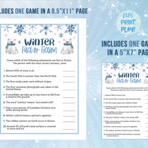 Winter Fact and Fiction Trivia / True or False Quiz | Fun Wintertime ...