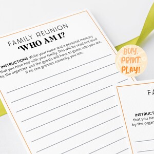 Family Reunion Games - Who Am I | Family Gathering Activity | Party ...