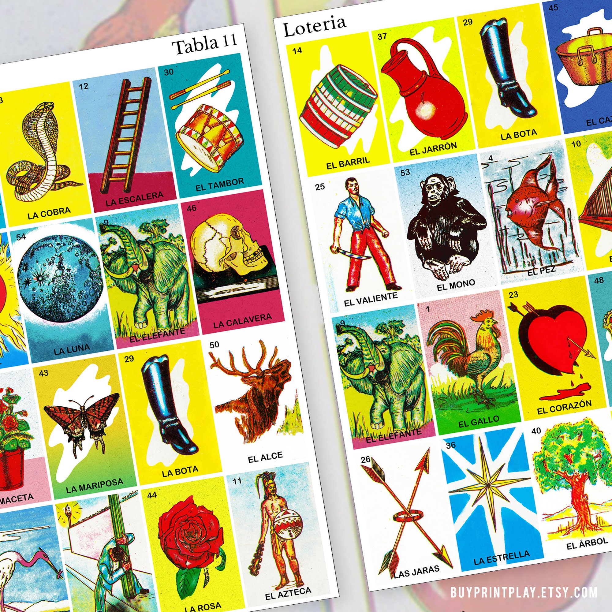 20 Mexican Loteria Cards for Family Night Loteria Mexicana - Etsy