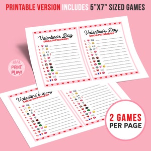 Valentines Emoji Pictionary Valentines Day Printable Game for Adults ...
