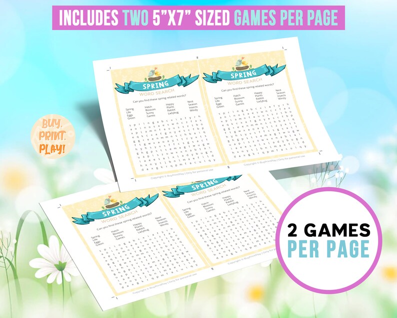 Fun Spring Word Search Printable Games for Kids & Adults | Etsy