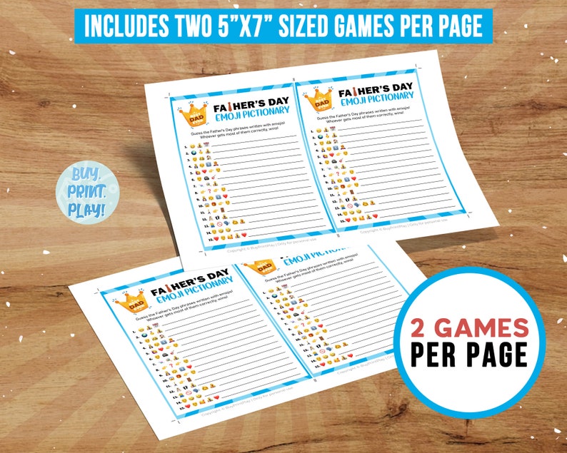 Fathers Day Emoji Pictionary Game Printable Activity for | Etsy