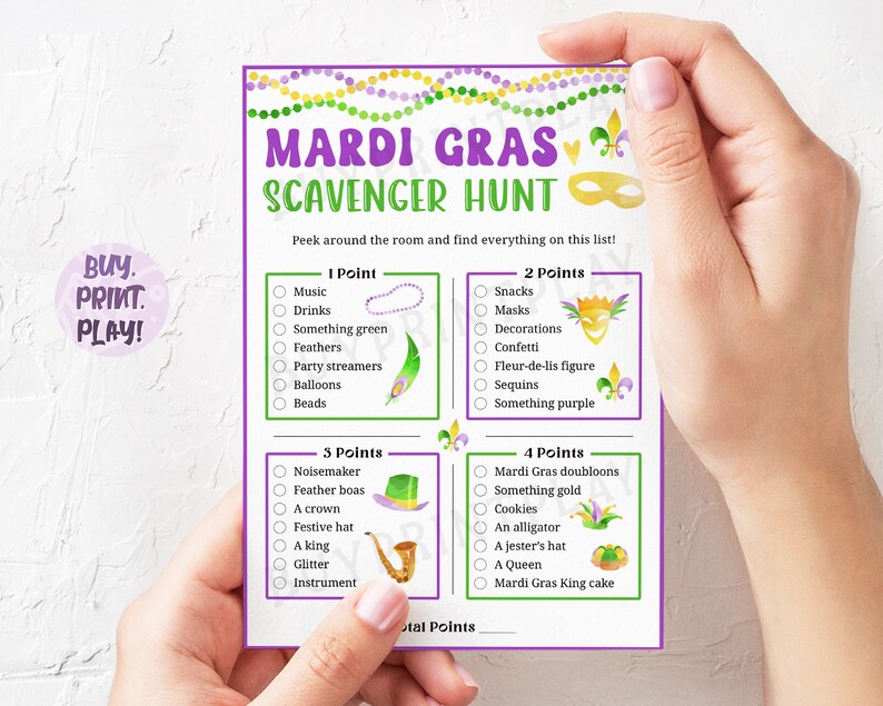 Mardi Gras Scavenger Hunt Party Games for Adults & Kids - Etsy