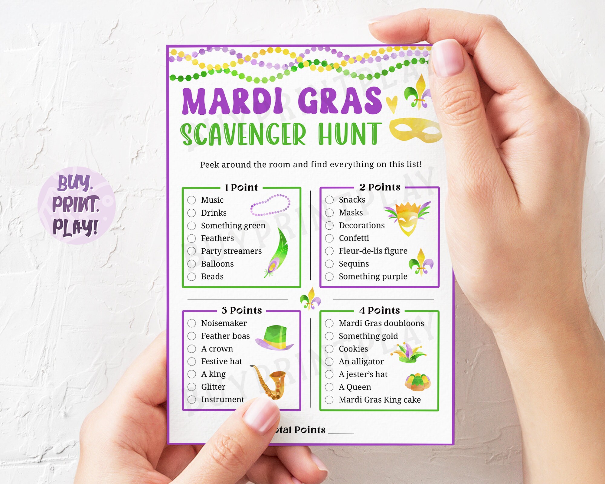 Mardi Gras Scavenger Hunt Party Games for Adults & Kids - Etsy
