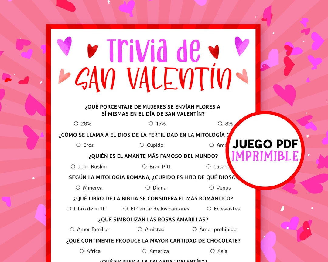 Valentines Trivia in Spanish | Games for Adults | Juegos De San ...
