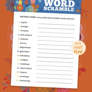 Hispanic Heritage Month Word Scramble | Latino Heritage American ...
