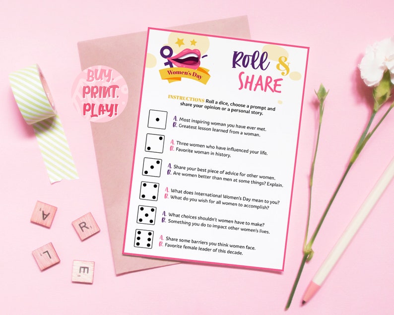 International Womens Day Dice Games Roll and Share | Etsy