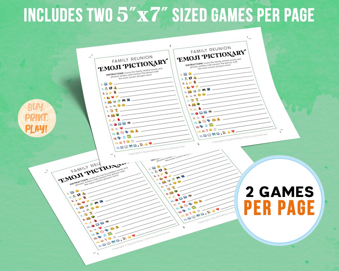 Family Emoji Pictionary Game Family Gathering Party Games - Etsy España