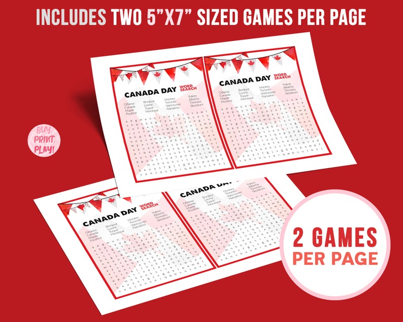 Canada Day Word Search First of July Printable Games | Etsy