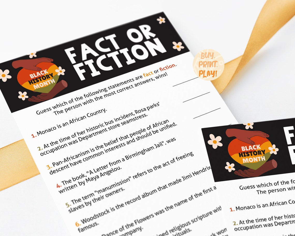 Black History Month Fact or Fiction Trivia Game American - Etsy