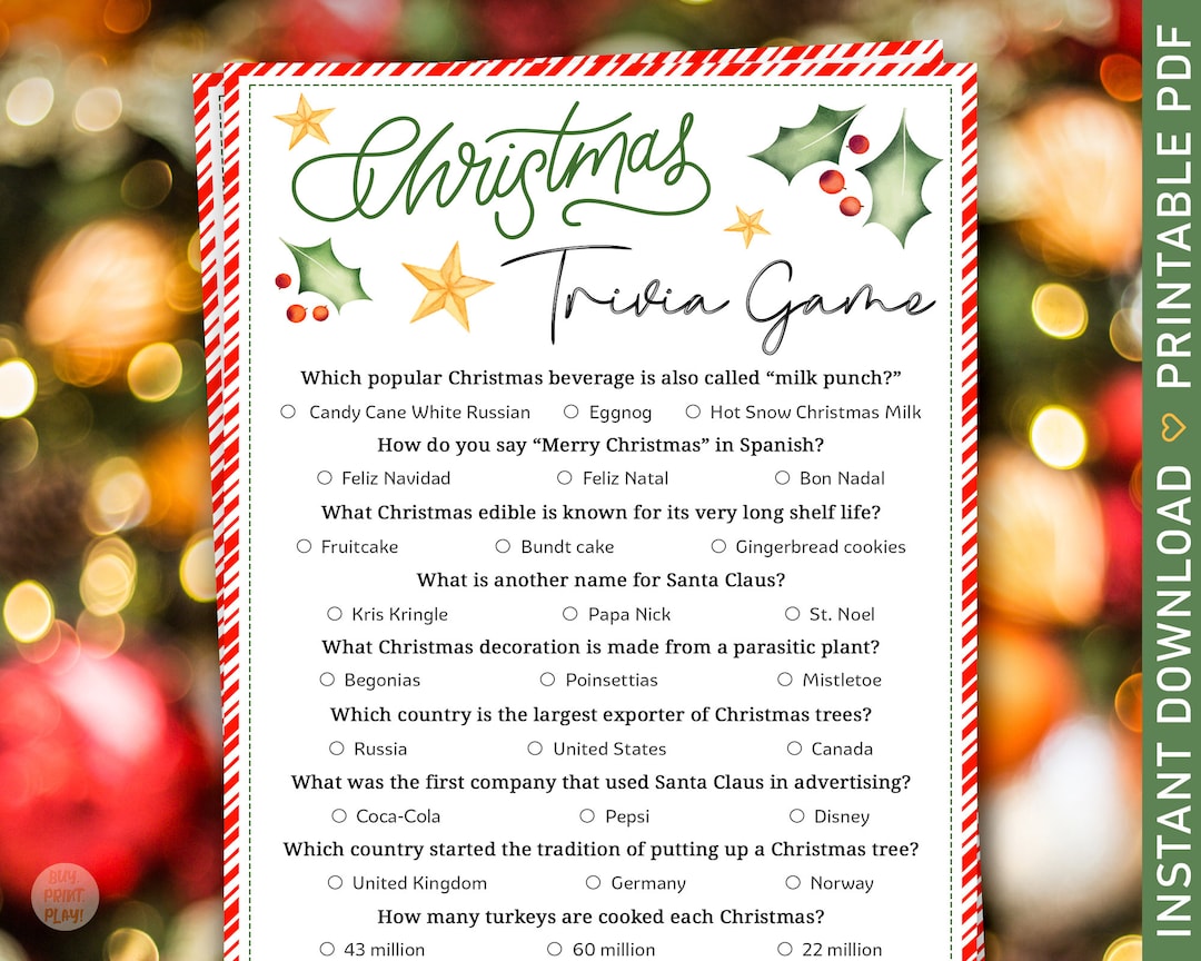 Fun Christmas Trivia Game | XMAS Party Activities for Adults | Holiday ...