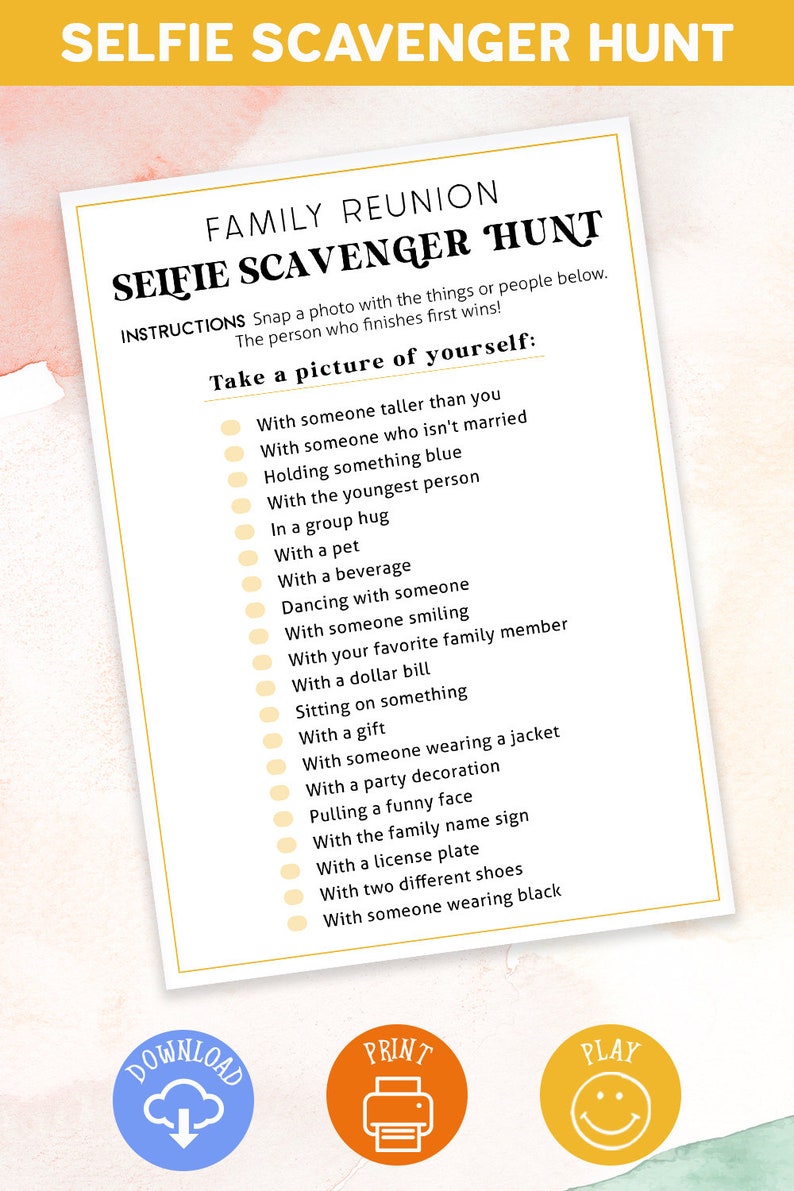 Family Reunion Selfie Scavenger Hunt Family Gathering Party - Etsy Ireland