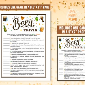 Beer Trivia - Fact or Fiction | Printable Party Games for Adults ...